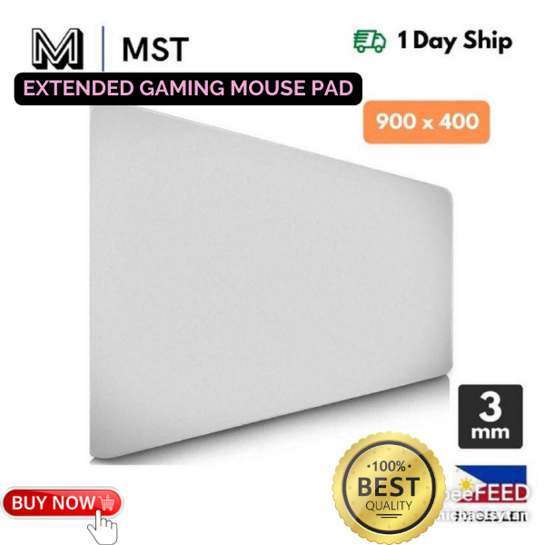 White Gaming Mousepad 900x400 with Premium Texture and Stitched Edges ...