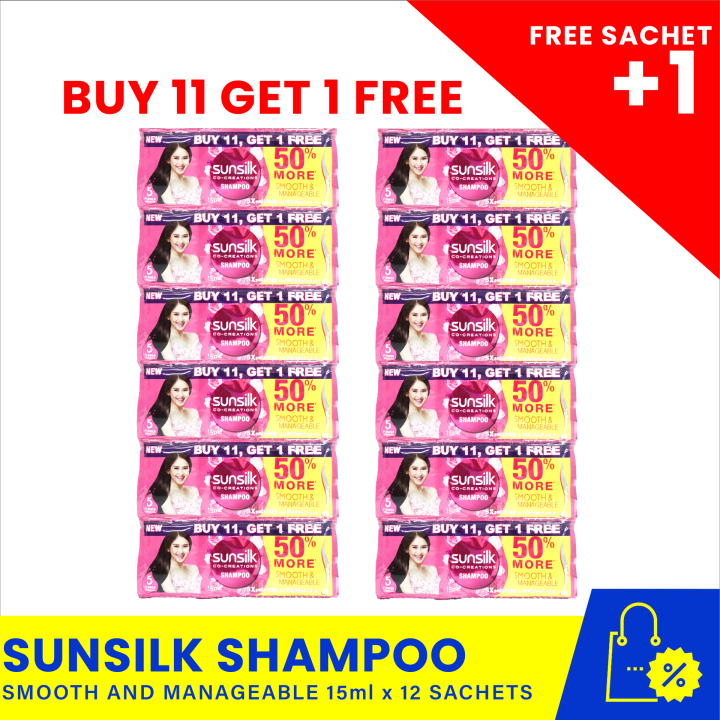 SUNSILK Shampoo Smooth and Manageable 11+1 sachets 15ml, hair care ...