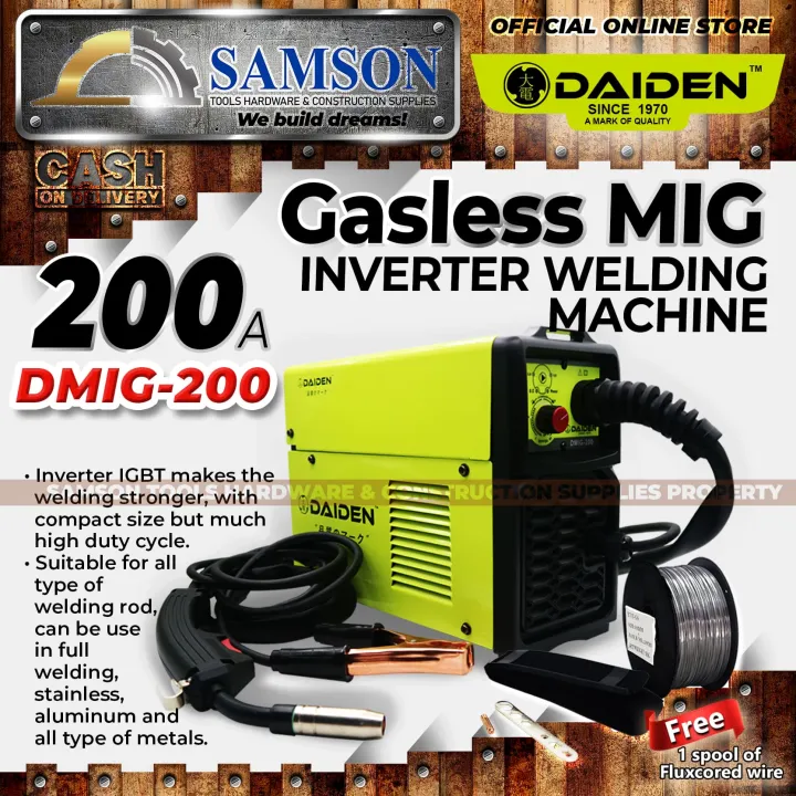 DAIDEN Gasless 200A MIG Welding Inverter Machine DMIG-200 *SAMSON TOOLS ...