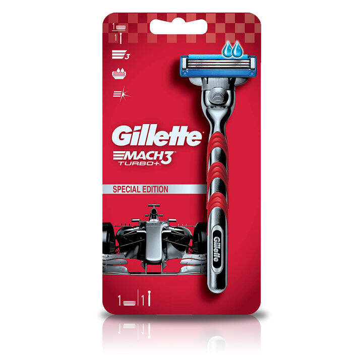 Authentic Gillette Mach 3 Plus Limited Edition Red with Genuine Gillette Foamy and Razor Options ...