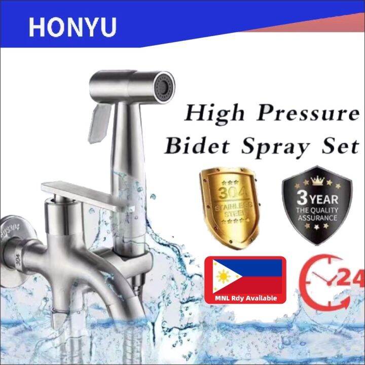 stainless steel bidet spray set hand bidet two way tap faucet bathroom ...