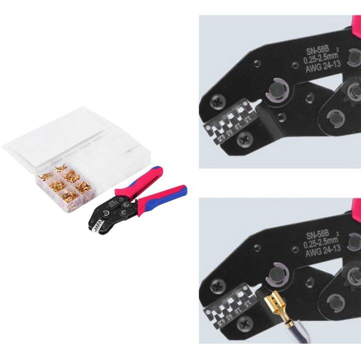SN-58B Ratchet Crimping Plier Crimper Tool 0.25-2.5mm2 AWG24-13 for Terminal Wire Electrical ...