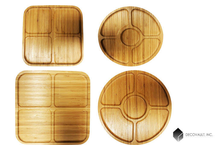Wooden Plate Compartment Plate with Division Side Dish Home Kitchen ...