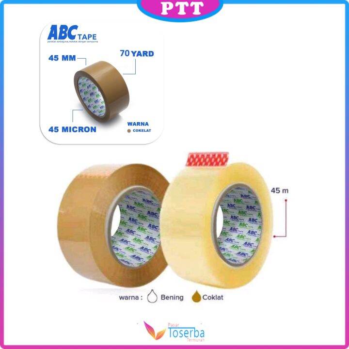 PTT Lakban Bening 45MM Merk ABC TAPE Lakban Coklat Murah Import ...