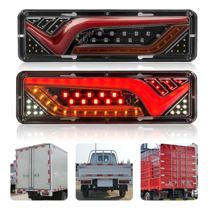 2Pcs 12V/24V Car Trailer Trucks Tail Lights Car LED Rear Tail Light ...