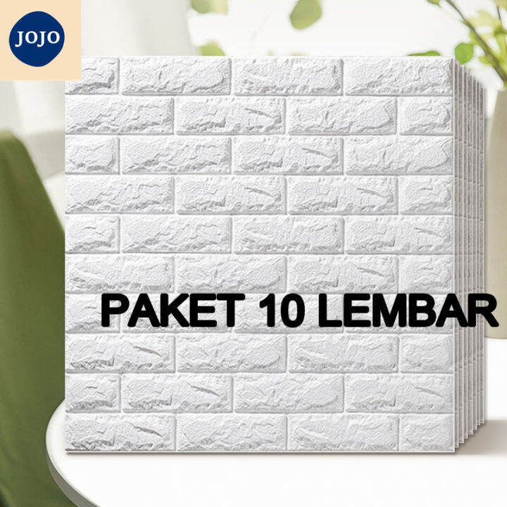 Paket 10 Lembar Wallpaper Dinding Foam 3D Bata Alam Stiker Dinding ...