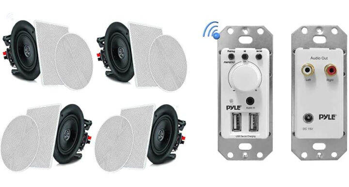 Pyle 6.5” 4 Bluetooth Flush Mount in-Wall in-Ceiling 2-Way Speaker ...