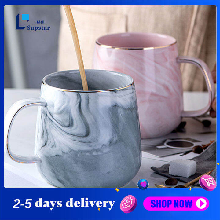 Ins Nordic simple marbled cup 400ml large capacity ceramic cup Milk ...