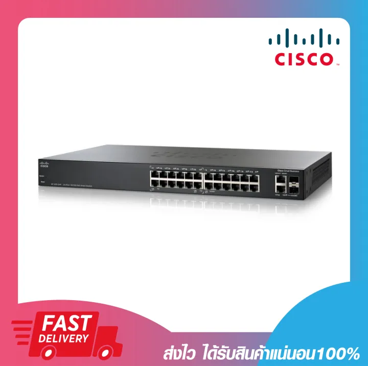 CISCO SF200-24 Switch 24 port 10/100Mbps 2 Port SFP, 2Port mini-Gbic ...