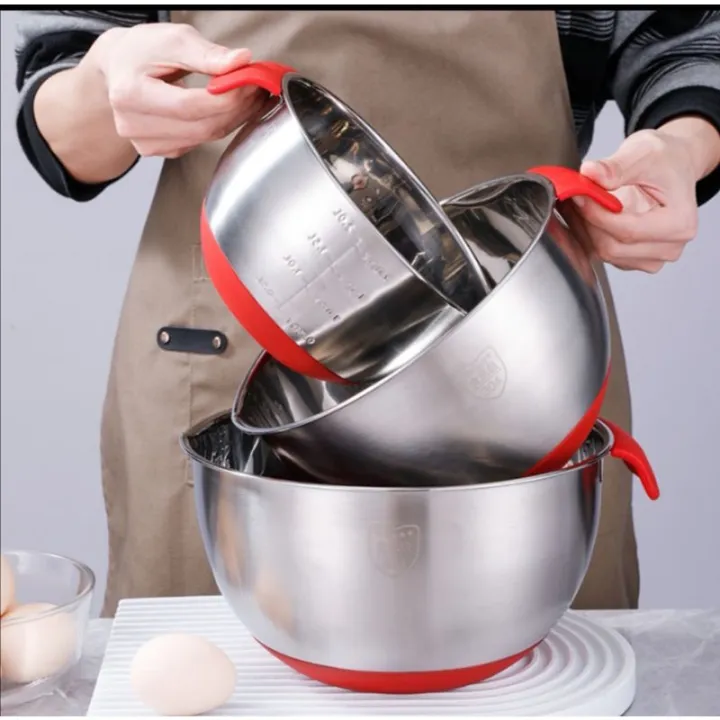 Stainless Steel Baking Mixing Bowl Cylinder 1.2L2.5L4.5L | Lazada PH