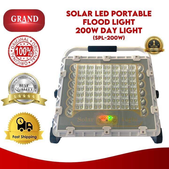 Grand SPL Solar Portable LED Flood Light 100/200 Watts Daylight with Phone Charging (SPL ...