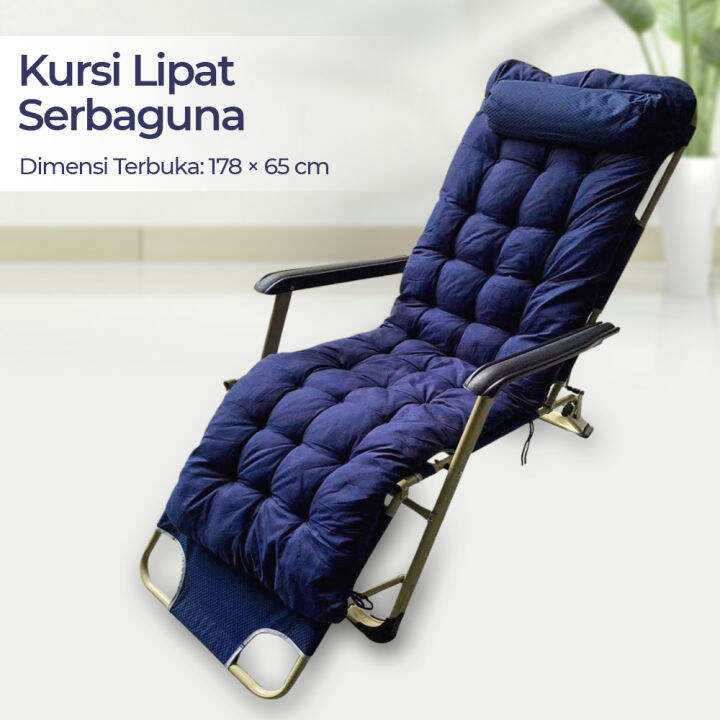 Kursi Lipat Kerja Dengan Spons Folding Picnic Chair Navy Blue | Lazada ...