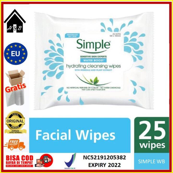 SIMPLE Water Boost Micellar Cleansing Wipes 25 WP | Lazada Indonesia