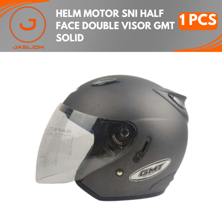HELM MOTOR SNI HALF FACE DOUBLE VISOR ORIGINAL GMT ABU DOFF/helm pria ...