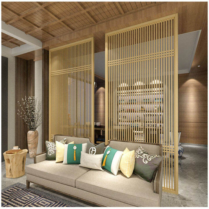 New Chinese solid wood grille Japanese partition sliding door entrance ...