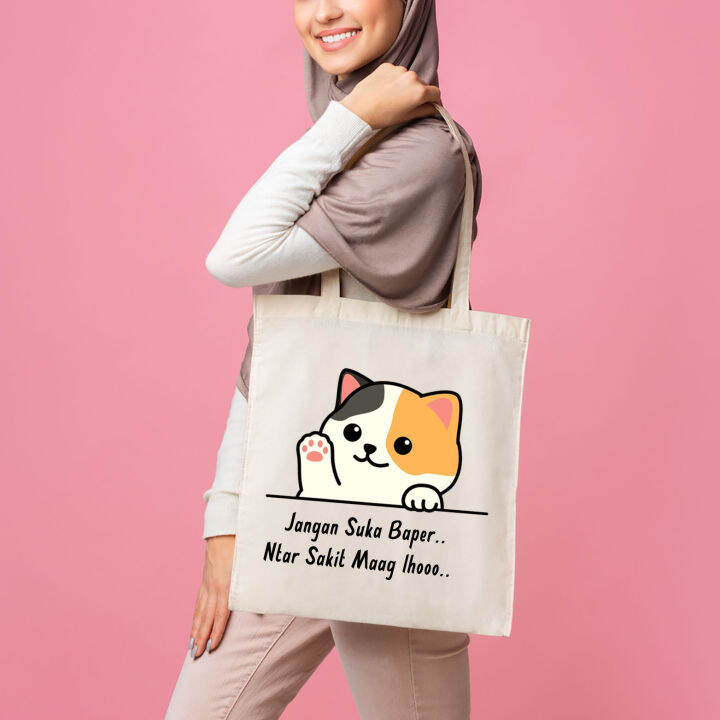 READY - CUSTOM TOTEBAG SATUAN PENGERJAAN 1 HARI BAHAN KANVAS PREMIUM ...