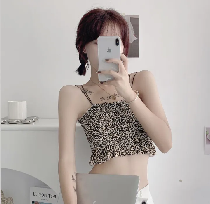 สินค้าพร้อมส่งจากไทย💥LoveIs Bra💥 (N677) เสื้อครอปสายเดี่ยวลายเสือ ทรงสม๊อคแฟชั่น ผ้านุ่มใส่สบาย ...