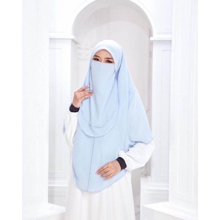 Set Tudung (Bawal Taya Bead+Purdah) Heavy Chiffon dan Purdah Bidang 55 ...