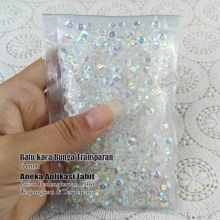 100 BIJI BATU KACA PELANGI BUNGA TRANSPARAN | Lazada Indonesia
