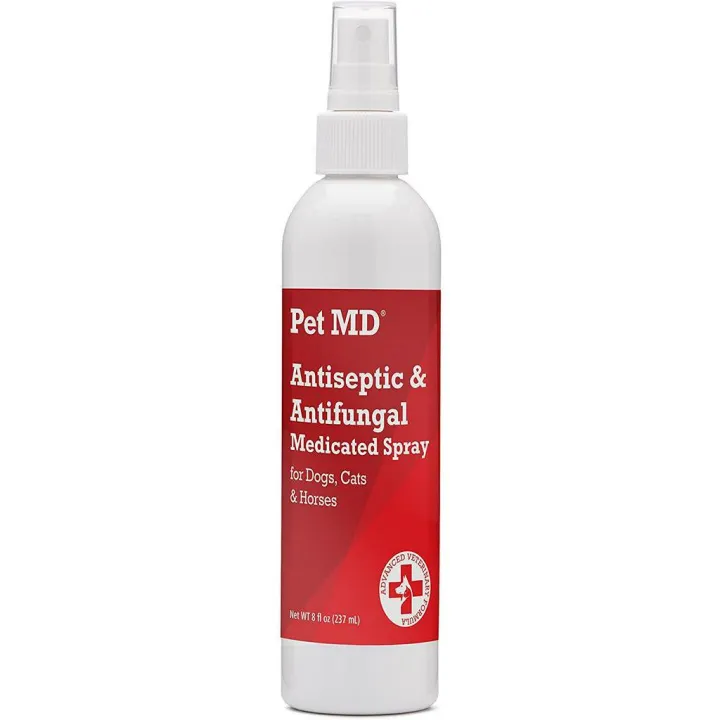 Pet MD Antiseptic and Antifungal Medicated Spray for Dogs, Cats, and ...