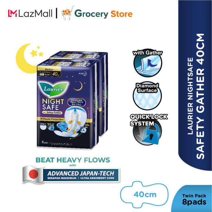 Laurier Night Safe Wing 40cm Gathers 8s Twin Pack | Lazada