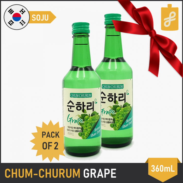 Lotte Chum Churum Soju Grape 360mL 2 Set Korean Drink Chum-Churum ...
