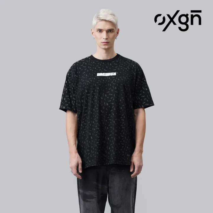 OXGN Flame All Over Print Oversized T-Shirt In Terry Fabric for Men ...