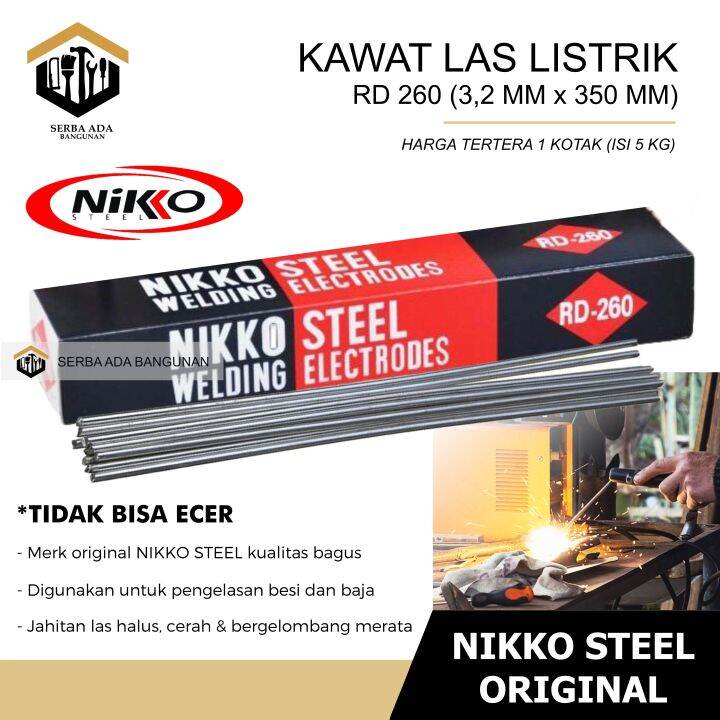 Kawat las Nikko Steel 3,2mm x 350mm RD-260 Welding Electrodes [ 1KOTAK ISI 5KG ] | Lazada Indonesia