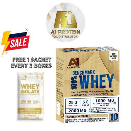 A1 Benchmark 100% Whey Protein 10 Servings Vanilla Cheesecake (Get 1 ...