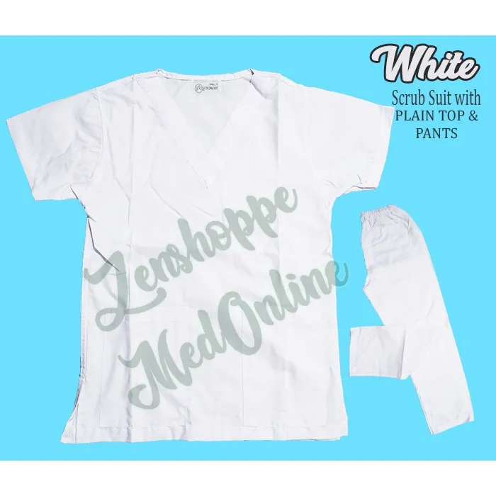 Scrub Suit Set Plain White Lcp Lazada Ph