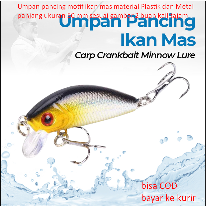 Umpan pancing motif ikan mas material Plastik dan Metal panjang ukuran ...