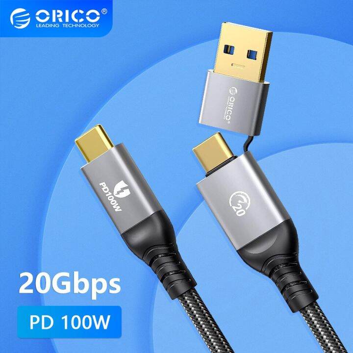 ORICO 20Gbps USB A Loại C Cáp sạc nhanh 2 Trong 1 Pd100w dây sạc Kabel Bện USB Dây dây mở rộng ...