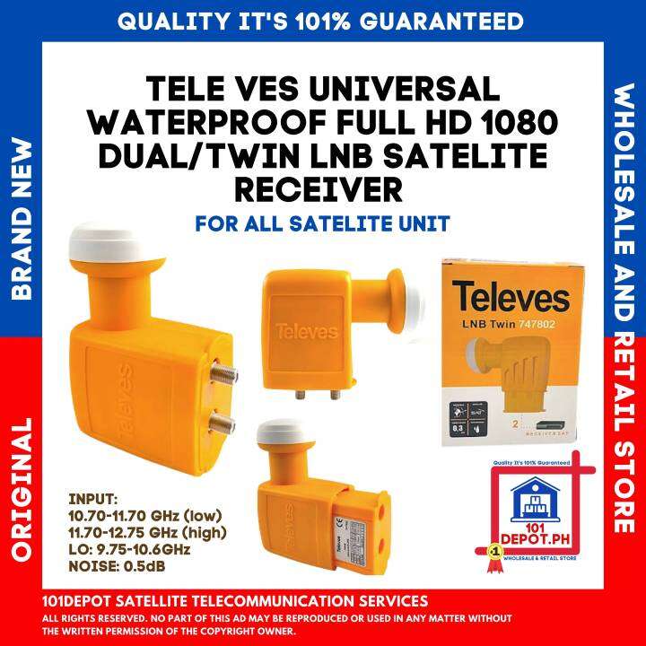 TELE VES UNIVERSAL WATERPROOF FULL HD 1080P DUAL/TWIN LNB SATELITE ...