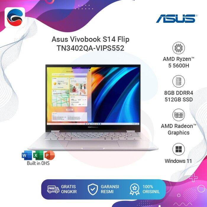 ASUS Laptop Vivobook S 14 Flip OLED TN3402QA VIPS552 AMD Ryzen 5 5600H ...