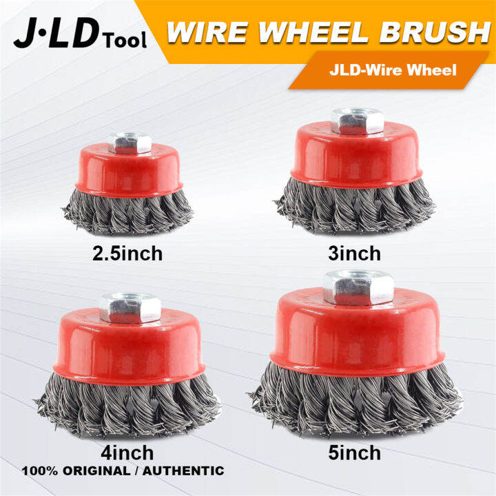 JLD Wire Cup Brush Set 5INCH Twisted Knotted Cup Brush For Grinders 5/8 ...
