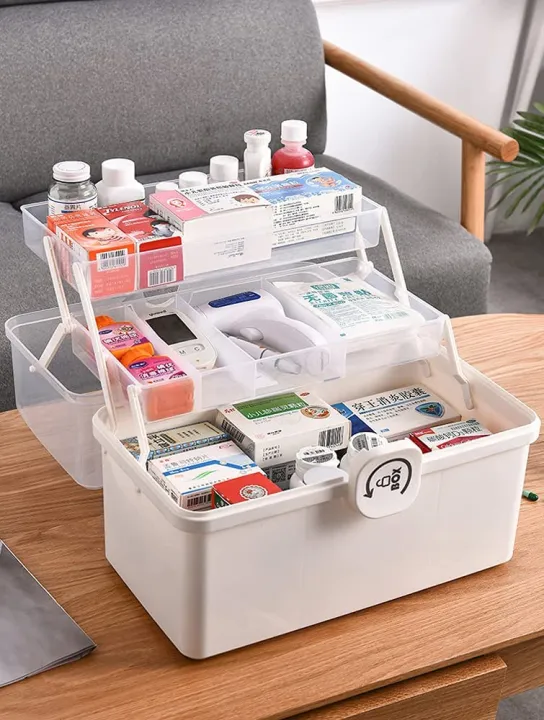 ACB Portable First Aid Kit Storage Box Plastic Multi-Functional Family ...