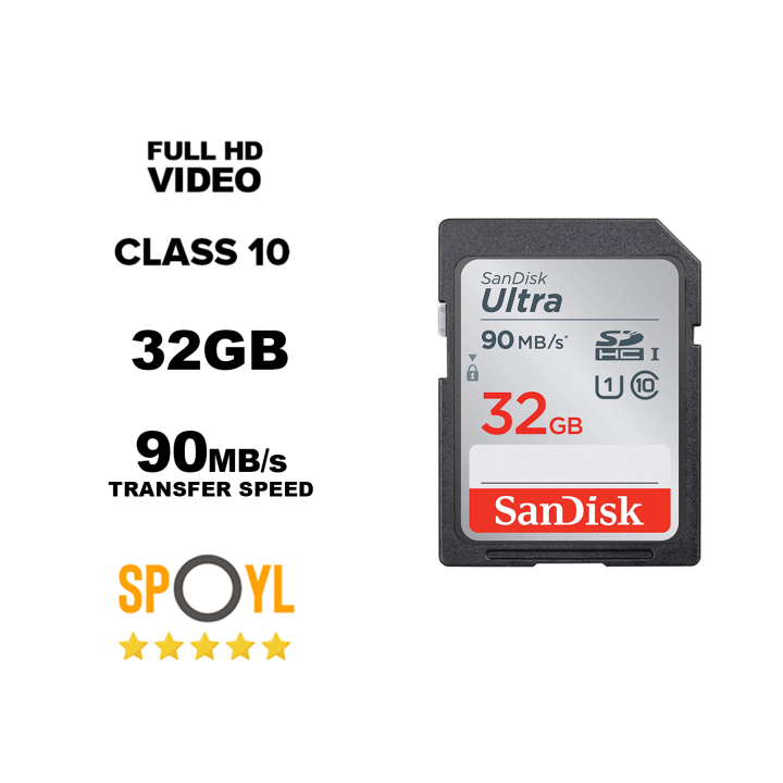SanDisk Ultra 32GB SD Card SDSDUNR SDHC UHS-I Memory Card C10 U1 Full HD, DSLR Camera Memory ...