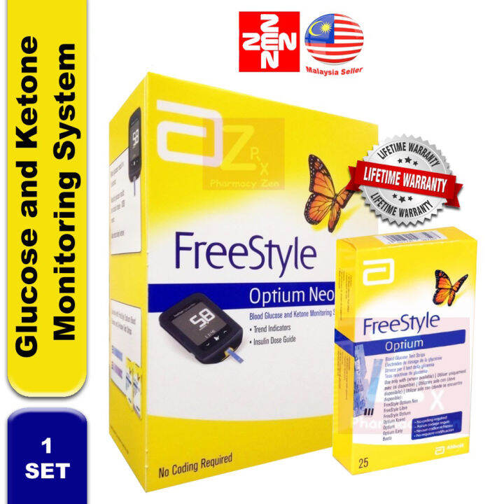 FreeStyle Optium Neo Glucometer Blood Glucose and Ketone Monitoring ...