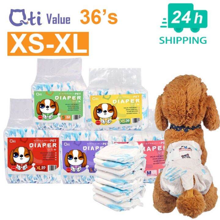 Qti Japan Male Female Pet Dog Diaper 36’s XXS/XS/S/M/L/XL Puppies&Cats ...