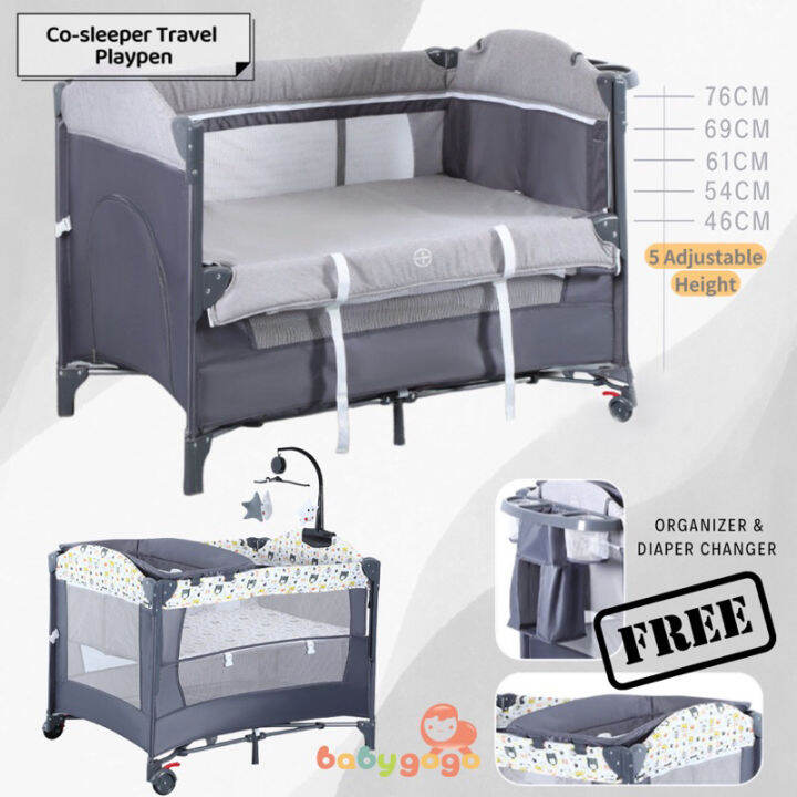 Baby Travel Cot Portable Co-sleeper Playpen with Diaper Changer | Lazada Singapore