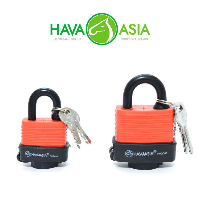 HavaAsia Heavy Duty Solid Brass W/Rubber Coated Padlock (Code: PWQC ...