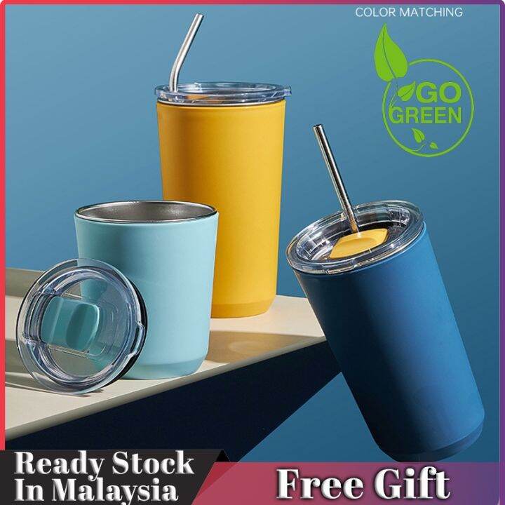 Double Layer Cup 双层保温杯饮料杯冷饮杯热饮杯茶杯 Constant Temperature Mugs Vacuum ...