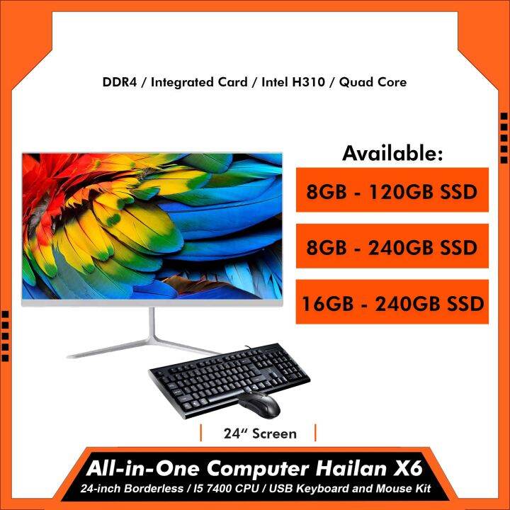 All-in-One Computer Hailan X6 24-inch Borderless/I5 7400 CPU/USB Keyboard and Mouse Kit | Lazada PH