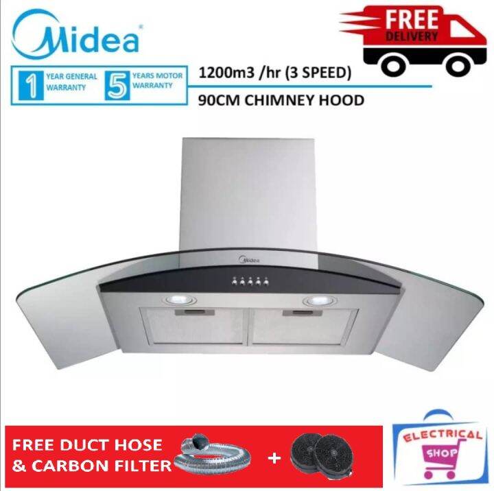 Midea Cooker Hood MCH90MV3 with Charcoal Filter (High suction power ...