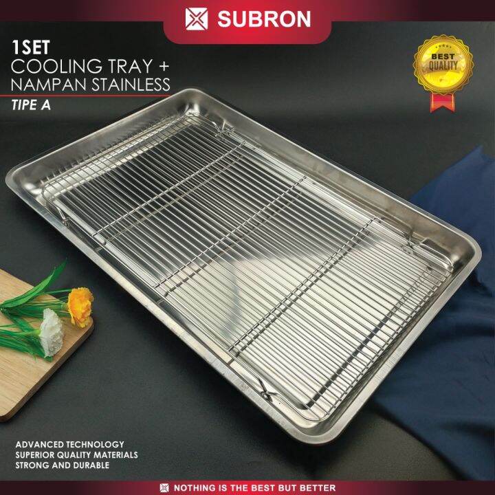 SUBRON Cooling Tray SET Nampan 60x40 Stainless Tatakan Saringan Peniris ...