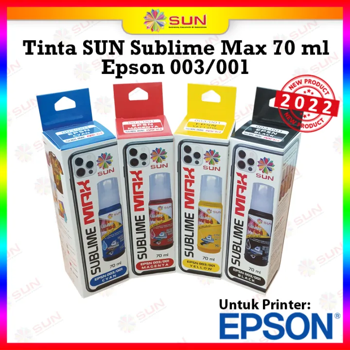 Tinta Sablon SUN Sublime Max Printer Epson Tipe 003/001 70 ml CYMB ...