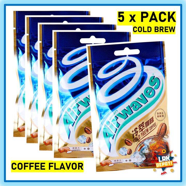 (Bundle of 5) Wrigley's Airwaves (Cold Brew COFFEE) Sugar-free Chewing Gum Bubble Gum Candy 28 g ...