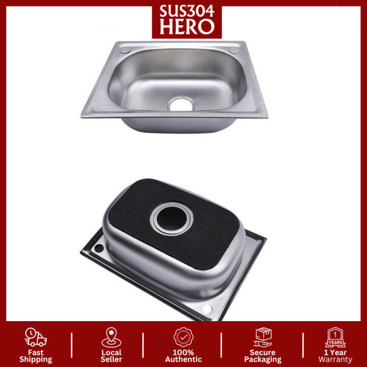 SUS304 HERO Kitchen Sink 304 Stainless Steel Handmade Nano Sinki Dapur ...