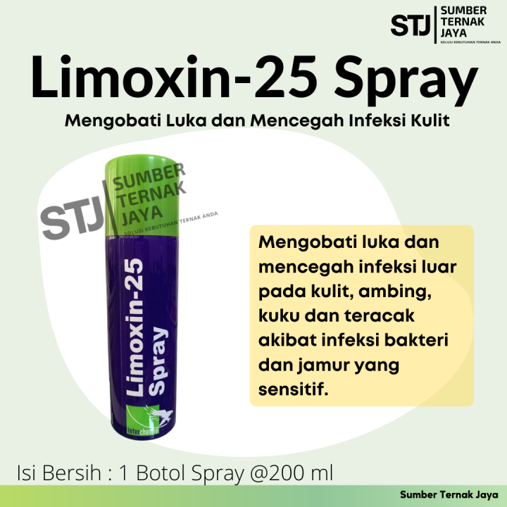 Limoxin-25 Spray 200 ml Obat Luka dan Cegah Infeksi Kulit pada Hewan ...