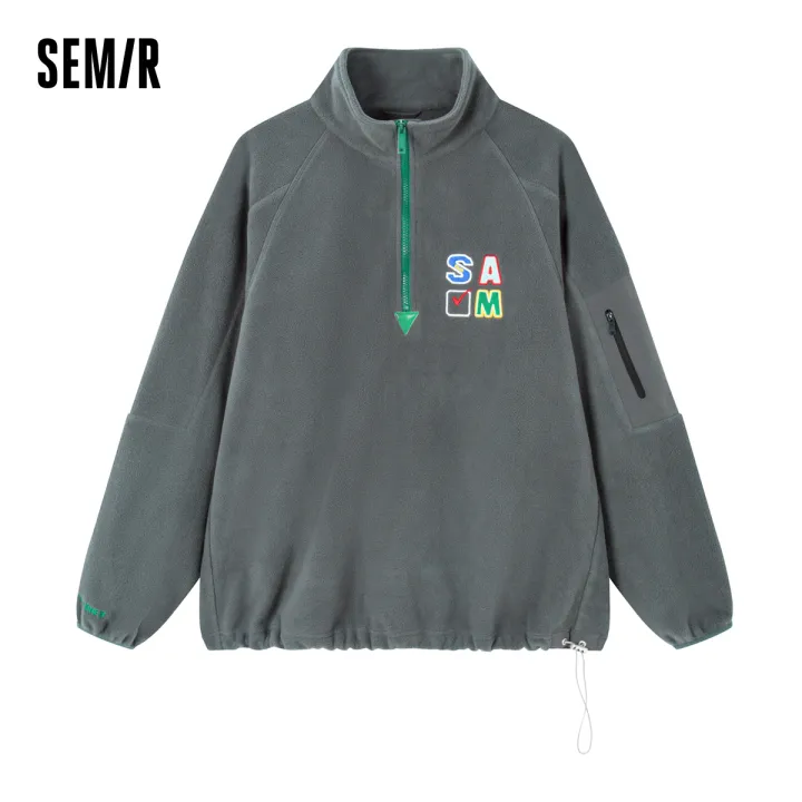 Semir เสื้อยืดผู้ชาย2022ฤดูใบไม้ร่วงใหม่จดหมายปัก O Versize ย้อนยุคอเมริกันครึ่งเปิดที่เรียบง่าย ...